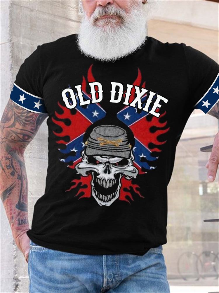 Men's Old Dixie Rebel Flag Skull Graphic T Shirt – fashionsully