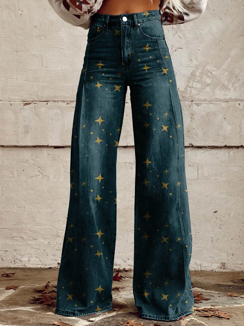 Women's Star Print Casual Wide Leg Pants – fashionsully