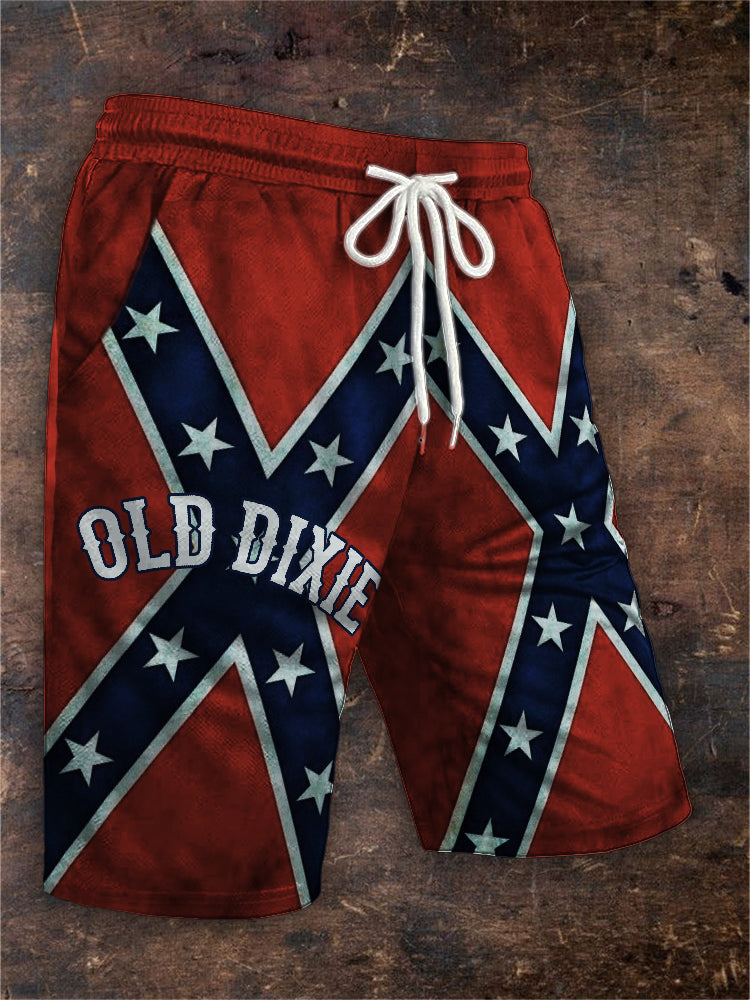 Men's Old Dixie Rebel Flag Inspired Drawstring Shorts – fashionsully